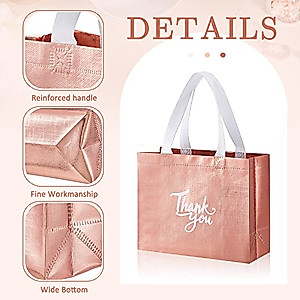36 Pcs Rose Gold Gift Bags Bridesmaid Gift Bag Bachelorette Bags Gift Wrap Bags Non Woven Reusable Shiny Small Thank You Gift Bags, Tote Bags Bulk for Christmas Birthday Holiday 9.7 x 4 x 8 Inch
