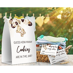 Guess How Many Cookies Are In The Jar, Baby Shower Games, Baby Shower Decorations - One Sign and 50 Cards(MANY026)