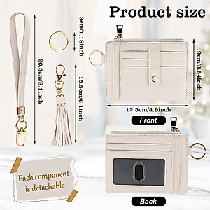 KNGITRYI Small Wallet for Women RFID Card Holder Keychain,Wristlet Wallet Card Wallets for Women (Beige)