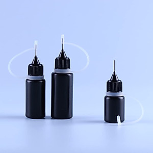 NANSHINE 12pcs 10ml(0.34oz) Black Needle Tip Glue Bottle Squeeze Bottle With 2pcs Funnel, Light-proof Plastic Bottle Reagent Dispensing Bottle Precision Tip Applicator Bottles