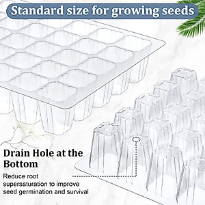 8 Pack Seed Starter Tray Seedling Trays with 200 Peat Pellets 20 Plant Labels 4 Gardening Tools with Humidity Vented Domes and Base Seed Germination Kit Mini Greenhouse for Plant Seedling (Black)