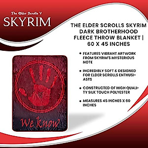 JUST FUNKY The Elder Scrolls Skyrim Dark Brotherhood We Know Fleece Throw Blanket | Skyrim Soft Blankets and Throws | Official The Elder Scrolls Skyrim Throw Blankets | Measures 60 x 45 Inches