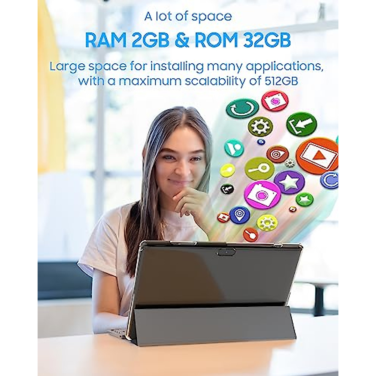 Tablet 2 in 1 Android 11 Tablets with Keyboard 10 inch Tabletas Include Mouse Stylus Tempered Film 6000mAh Tablet 2GB RAM 32GB ROM 512GB Expandable Tableta, 8MP Dual Camera, WiFi BT Google Tablet PC.