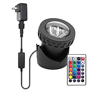 Colored Pond Lights with Timer, RGB Fountain Lights IP68 Waterproof Pond Light, Dimmable Outdoor Landscape Lights for Fish Tank Pond Fountain Garden（1 Lights）