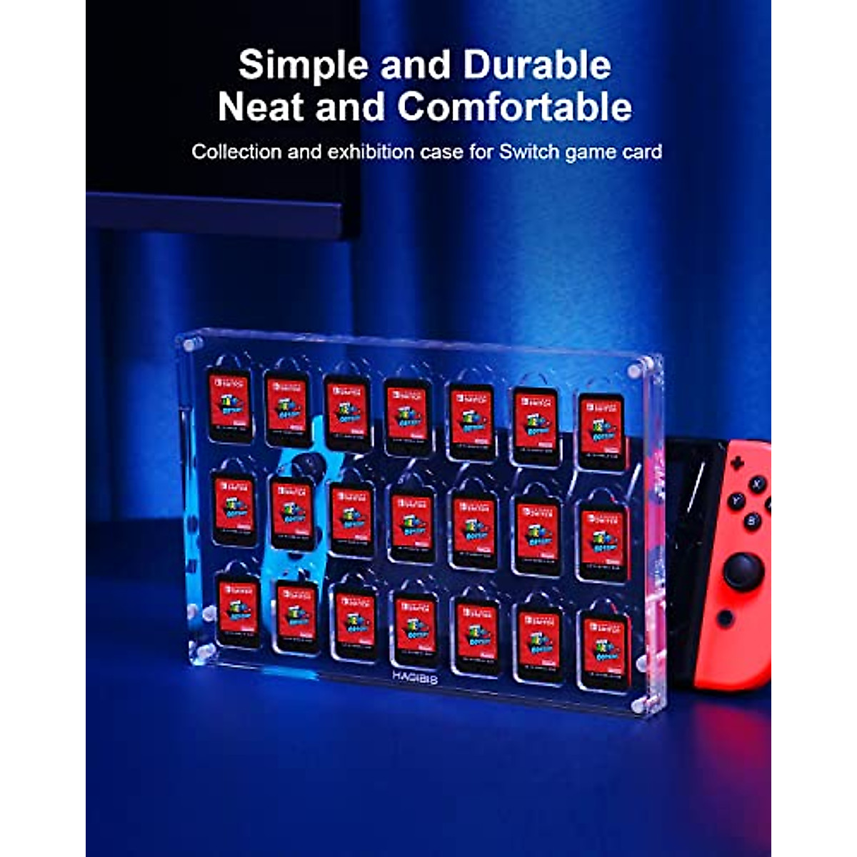 Hagibis Game Card Case for Nintendo Switch, 21 Cartridge Slots Holder Protective Shockproof Display Cabinet, Transparent Acrylic Game Storage Box for Switch NS NX (21 Slots)