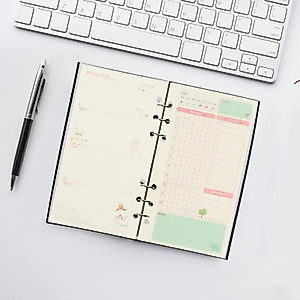 6 Ring Binder Paper, Loose Leaf Paper Colorful Monthly Weekly Daily Planner Page Writing Papers Filler Page for A6 Binder Refillable Journals Notebooks Supplies