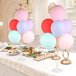 4 Set Balloon Stands for Table, Balloon Sticks with Base Balloon Centerpiece Stand Kit with 28 pcs Balloons for Birthday Wedding Baby Shower Graduation Party Decorations