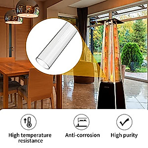 yukang Sobalai 4-Sided Pyramid Flame Heater Parts Replacement, Quartz Glass Tube, 49.5 inch Tall 4 inch Diameter, Table Top Patio Tube with Neoprene Ring Silicon Replacement (No Fit majority 3-Sided)