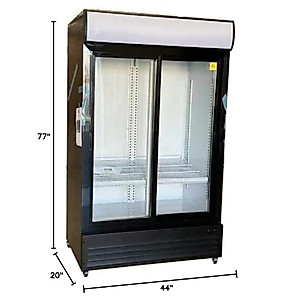 Commercial Refrigerator Glass 2-Door Sliding Door Merchandiser Display Cooler Case Fridge NSF, Bottom-Mounted, 54 inches width, capacity 47 cuft 110V, Restaurant Kitchen CDM-49RS