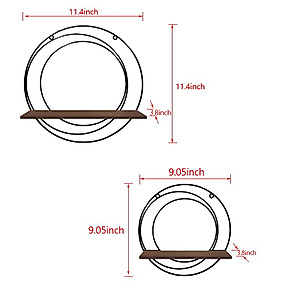 Rienias Floating Shelves Wall Mounted Set of 2, Hanging Storage Shelf for Bathroom, Living Room, Bedroom, Kitchen,Brown