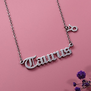 QXTX Taurus Necklace,Taurus Necklace for Women,Zodiac Necklace,Horoscope Constellations Necklace(Gold,Taurus)