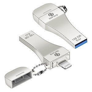 PL ZMPWLQ Apple MFi Certified Backup Photos-Stick 128GB for iPhone Photo Storage-External-Thumb-Drive USB-Flash-Drive-for-iPhone Backup Drive iPad Photo Device Memory Stick for iPhone iPad PC 1pcs