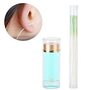 60 Pieces Ear Hole Floss Earrings Hole Cleaner Aftercare Cleaner Earrings Piercing Cleaning Line Ear Piercing Care Cleaning Tool 10ml Ear Cleansing Solution
