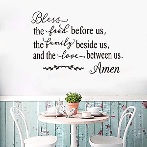 Summerjokes Bless The Food Before us, The Family Beside us, and The Love Between us Funny Inspiring Wall Sticker Decal Vinyl Sticker, Faith Family Living Room Kitchen Bedroom Photo Wall Art Wall Decoration