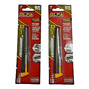O L F A OLFA 5001 180 9mm Multi-Purpose Metal Handle Utility Knife (2 PACK)