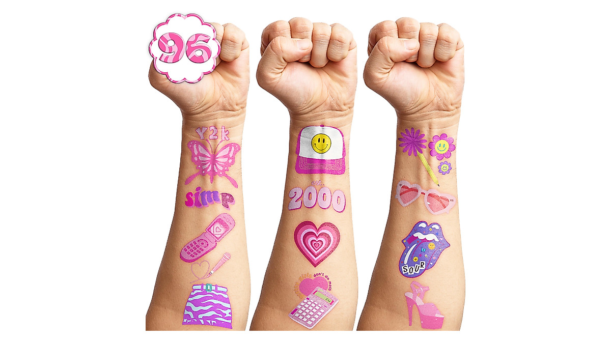 Y2K 2000 Temporary Tattoos for Teen Girls - 96PCS Party Favors
