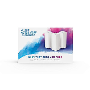 Linksys Velop Dual Band AC3600 Intelligent Mesh WiFi Router Replacement System | 3 Pack | Coverage up to 4,500 Sq Ft