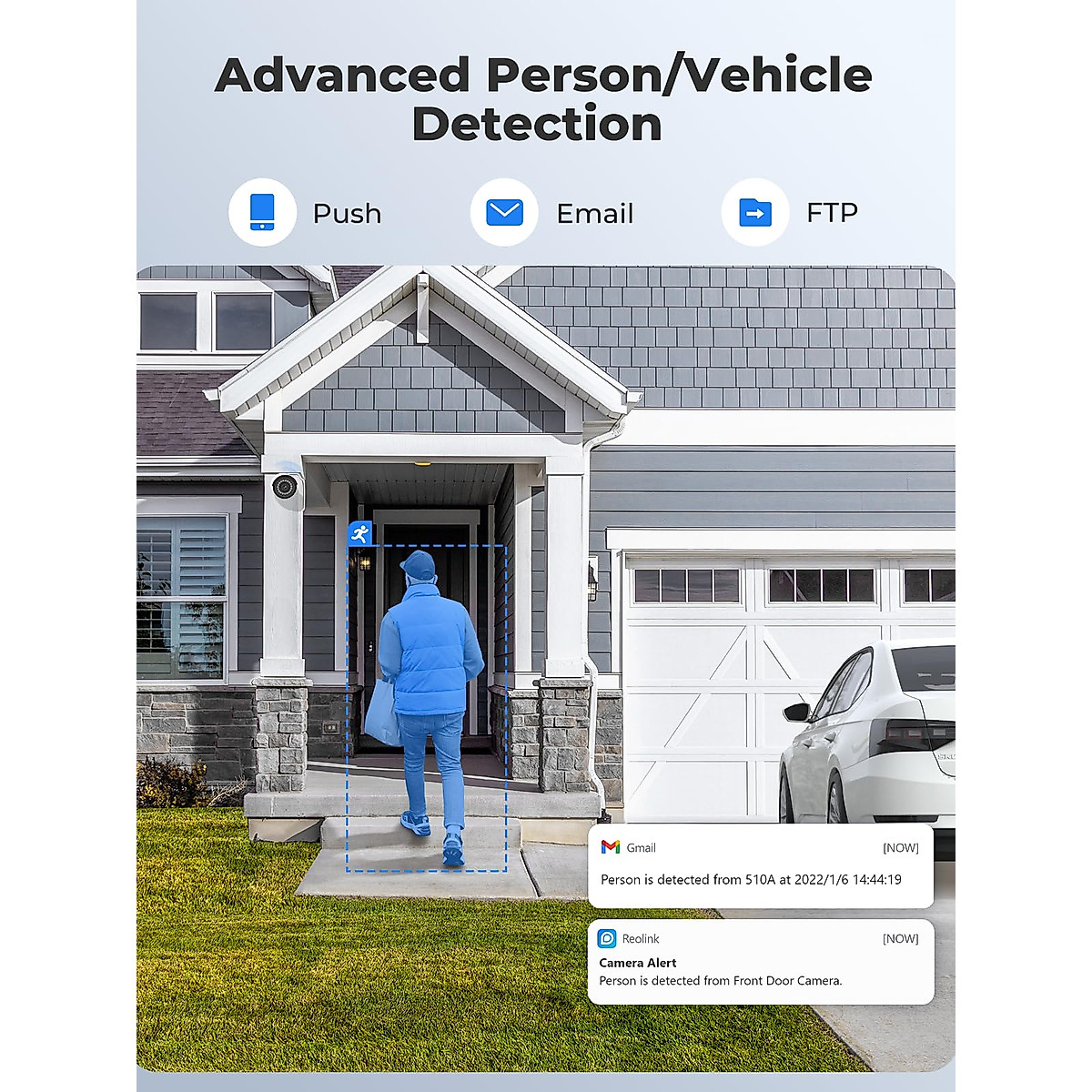 REOLINK Security IP Camera Outdoor, 5MP Home Surveillance Outdoor Indoor PoE Camera, Human/Vehicle Detection, 100Ft IR Night Vision, Work with Smart Home, Up to 256GB Micro SD Card, RLC-510A