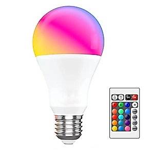 YKNAWOIR RGB Color Changing Light Bulb with Remote Control, RGBW LED Light Bulb A19 E27 White 5W 450LM 12 Color Choices Multicolor Dimmable Flood Light Bulb for Party Bedroom Home