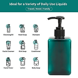 Segbeauty Refillable Soap Dispenser, 4 Pack 6.8oz Plastic Square Press Pump Bottles, 200ml Empty Travel Containers Lotion Cosmetic Bottle Set for Hand Wash Shampoo Conditioner Shower Gel Essential Oil