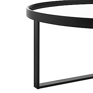 Modway Coffee Table Relay Glass and Metal Round in Black