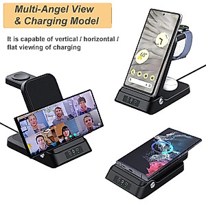 Wireless Charger for Google, 3 in 1 Charging Station for Google Pixel 7/7A/7 Pro/6/6 Pro/5/4/3/XL/Pixel Fold, Pixel Buds Pro, Charger for Google Pixel Watch (Not for Pixel Watch 2)