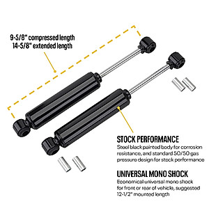 Speedway Short Gas-Filled Tube Shocks, Black, Set of 4