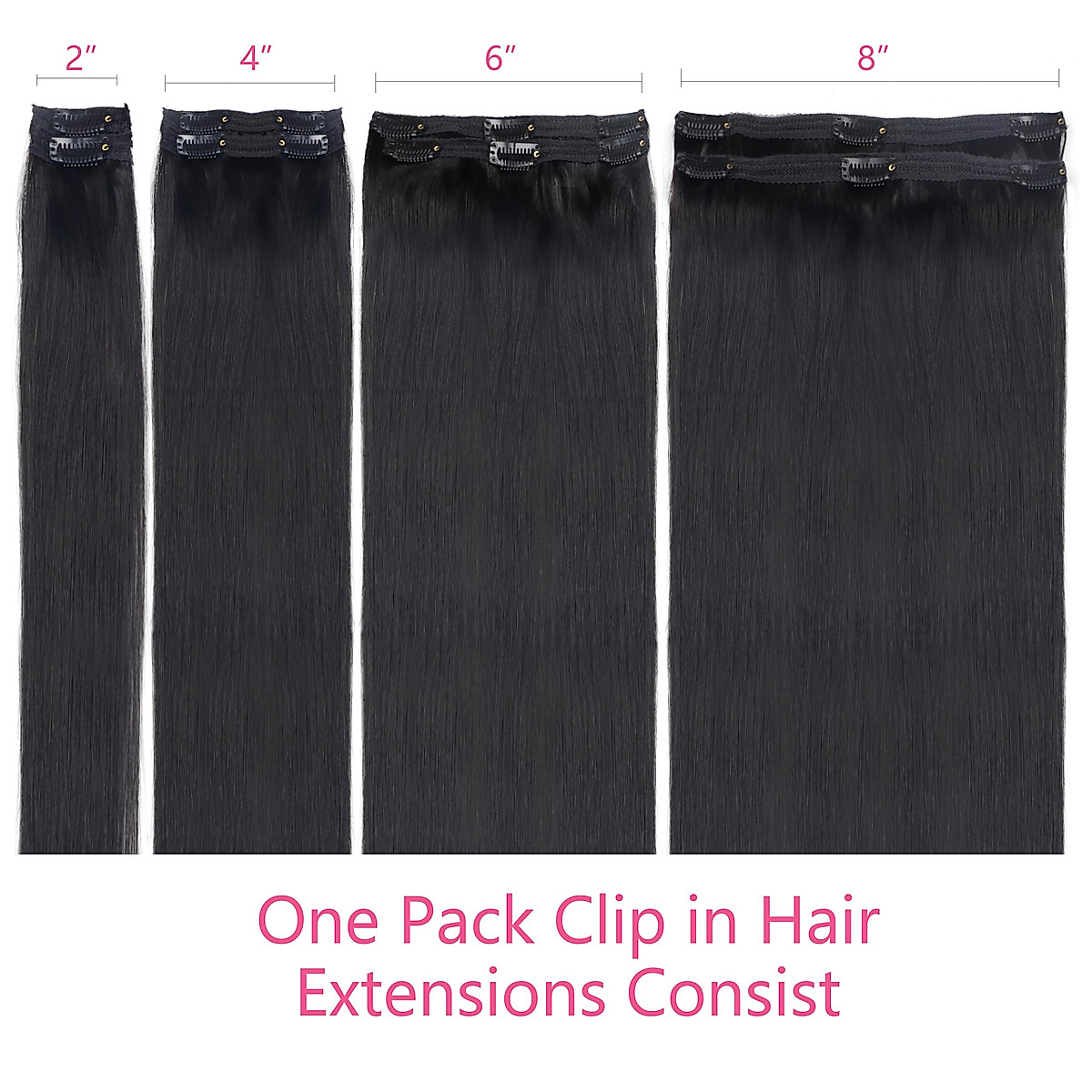 Straight Clip in Hair Extensions Real Human Hair Black Women Natural Black Clip ins for Women 18 Inch Seamless Clip in Hair Extensions Soft and Natural Straight Hair Extensions120g 8pcs