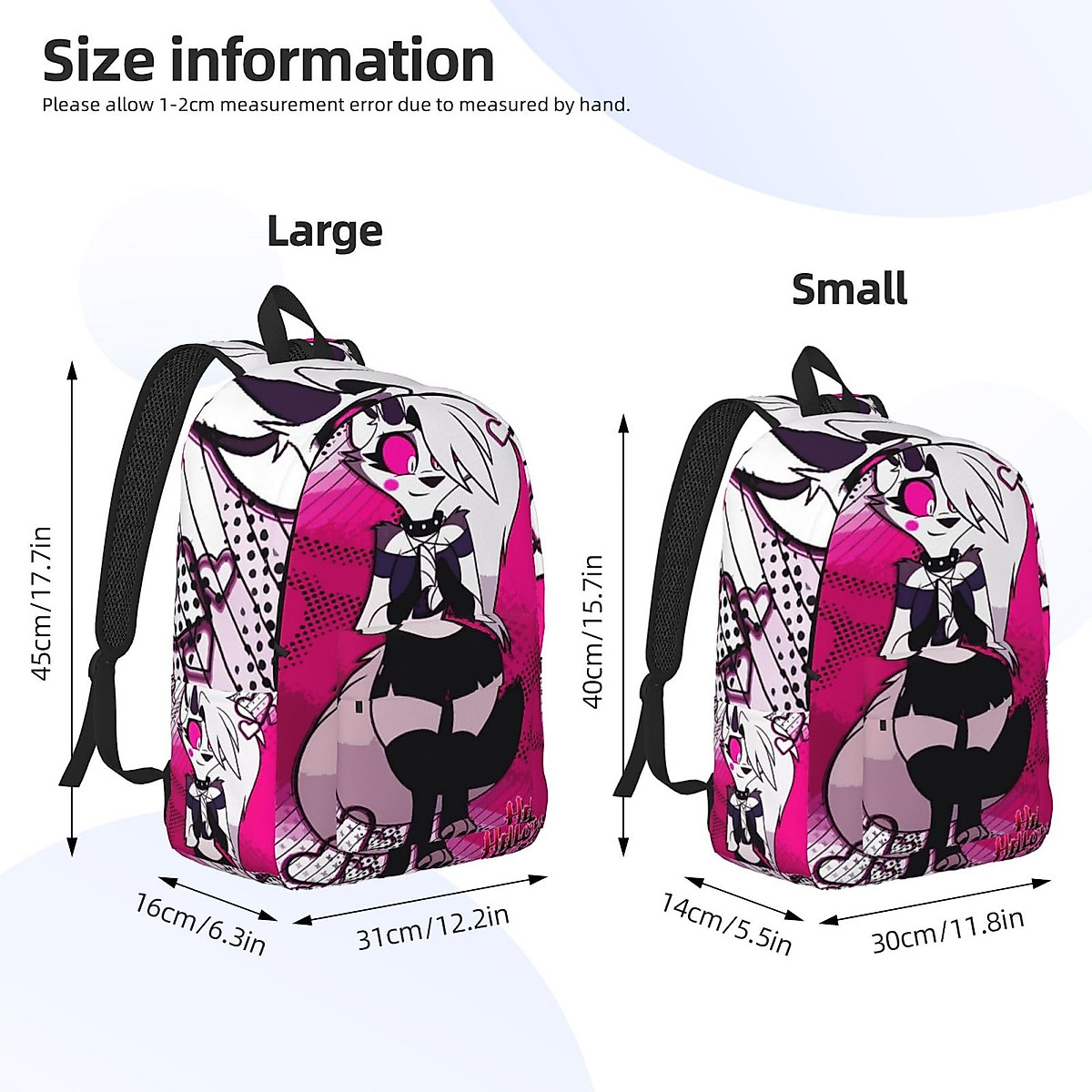 DHOUTSL Canvas Backpacks Helluva Anime Boss Laptop Backpack Unisex Multipurpose Double Shoulder Bag for Camping Travle Work Hiking Gifts