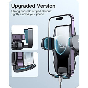 Windshield Car Phone Holder Mount Dashboard/Suction Cup/Window, 13" Phone Holder for Car Dashboard with Super Sticky Gel Pad, Truck Cell Phone Holder for Car, Compatible with Thick Case & Large Phone