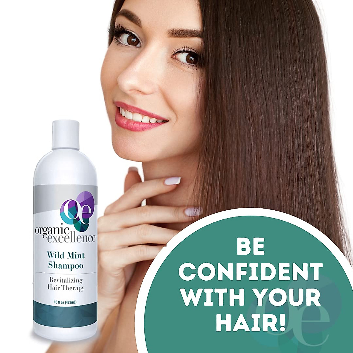 Organic Excellence Natural Organic Shampoo, Wild Mint & Rosemary, Chemical Free, Plant-Based, Toxin-Free, Cruelty-Free, Certified Herbs & Oils For Healthy Full-Bodied Hair 16 fl. oz