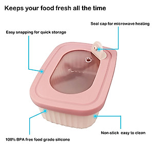 XIAOMIANYANG Food Storage Containers Airtight Plastic with Silicone Lids Rectangle Stackable Lunch Box Meal Food Prep Fridge Containers Organizer Set of 4 for Fruits Veggies