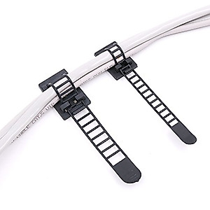 Rustark 50Pcs 2 Sizes Adjustable Self-Adhesive Nylon Cable Straps Cable Ties Cord Clamp for Wire Management, Large and Small