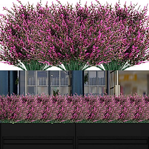 Artificial Flowers Outdoor Fake Flowers for Home Garden Window Box Decoration, Artificial Farmhouse Greenery UV Resistant Shrubs Plants for Hanging Planter Home Wedding Porch Window Decor (deep Pink)