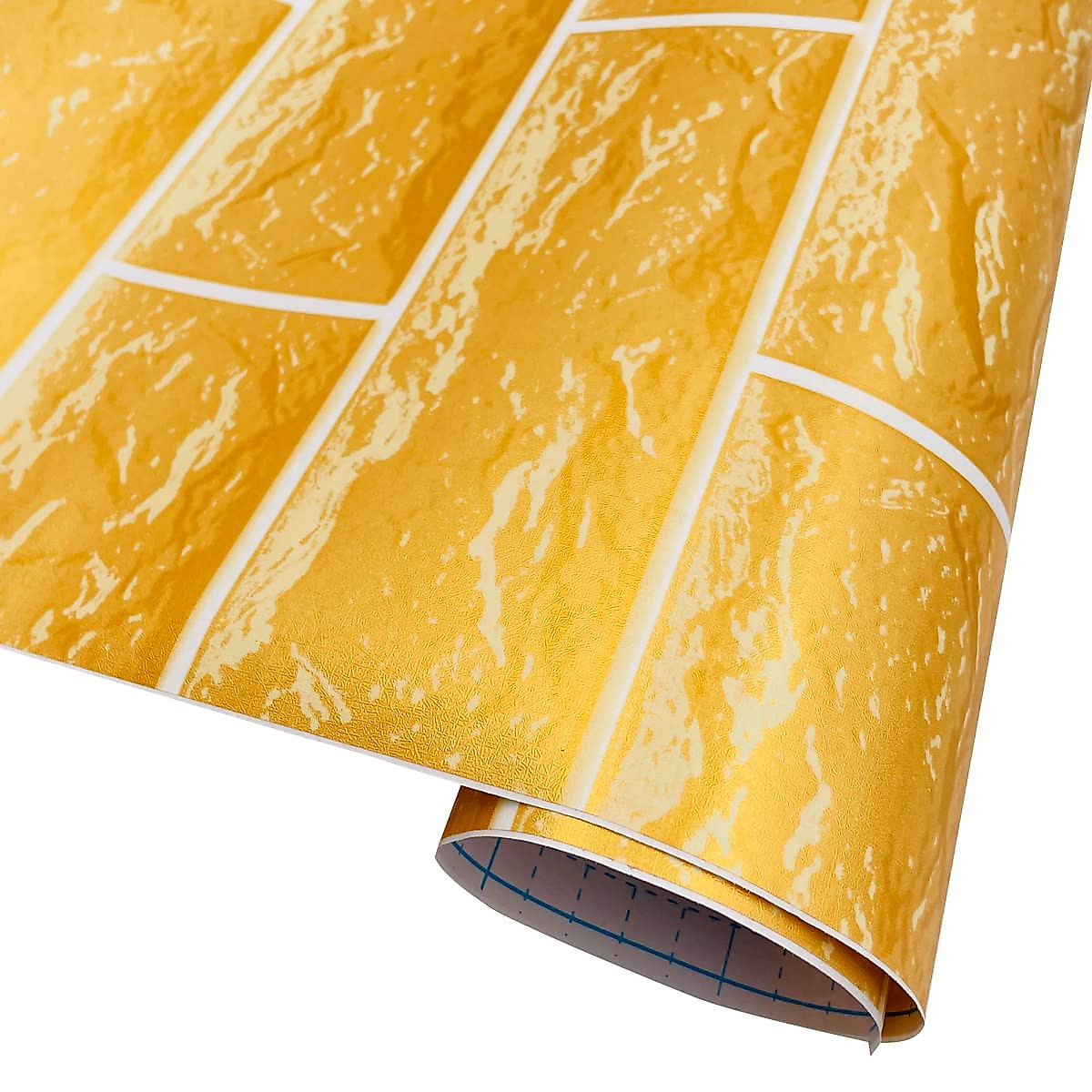 Yifasy 29.5 feet Roll Gold Bricks Shelf Liner Self-Adhesive Wallpaper Yellow Drawer Cover Paper Wall Furniture Protect Film (L-354.3x17.7 Inch)