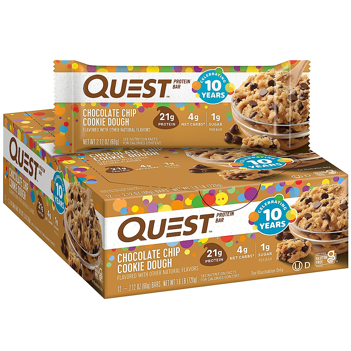 Quest Nutrition Chocolate Chip Cookie Dough Protein Bars, 12 & Chocolate Chip Protein Cookie, 12 & Double Chocolate Chip Protein Cookie, 12 Count