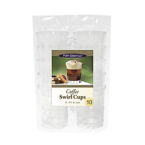 Party Essentials Elegance Plastic Coffee Cup/Tea Mug/Punch Cup w/Handle, 40 Count, 8-Ounce, Clear