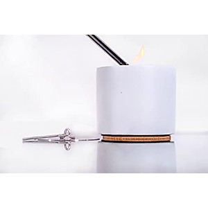 MTAPF® Tabletop Firepit Indoor/Outdoor Table Top Fire Pit with Skewers Smokeless Tabletop Fireplace Bio Ethanol Fuel Real Flame for Balcony, Smores, Includes 2nd Wick(4.6x4.6, White)