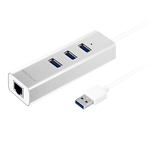 Macally 3-Port USB 3.0 Portable Data Hub with Ethernet Network Lan Adapter for Macbook Pro / Air, Mac Pro / mini, iMac, XPS, Surface Pro, Notebooks, Desktop PCs, USB Flash Drives, etc. (U3HUBGBA)