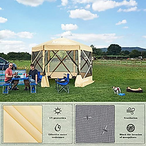 MASTERCANOPY 10x10 Portable Screen House Room Pop up Gazebo Outdoor Camping Tent with Carry Bag(10x10,Beige)