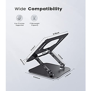 Orlian Laptop Stand Adjustable Computer Stand Sturdy Aluminum Laptop Stand for Desk Foldable Laptop Holder Portable Laptop Riser for 11–17-inch Laptop Notebook Tablet and More