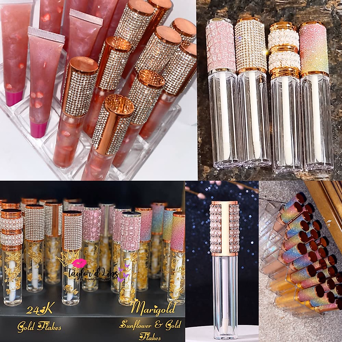 AMORIX 20 Pack Diamond Lip Gloss Tubes with Wand 5ml Empty Rhinestone Cute Lipgloss Bottles/Containers Crystal Lip Gloss Supplies Kit + 2pcs Syringes + Labels for DIY Lip Gloss Base