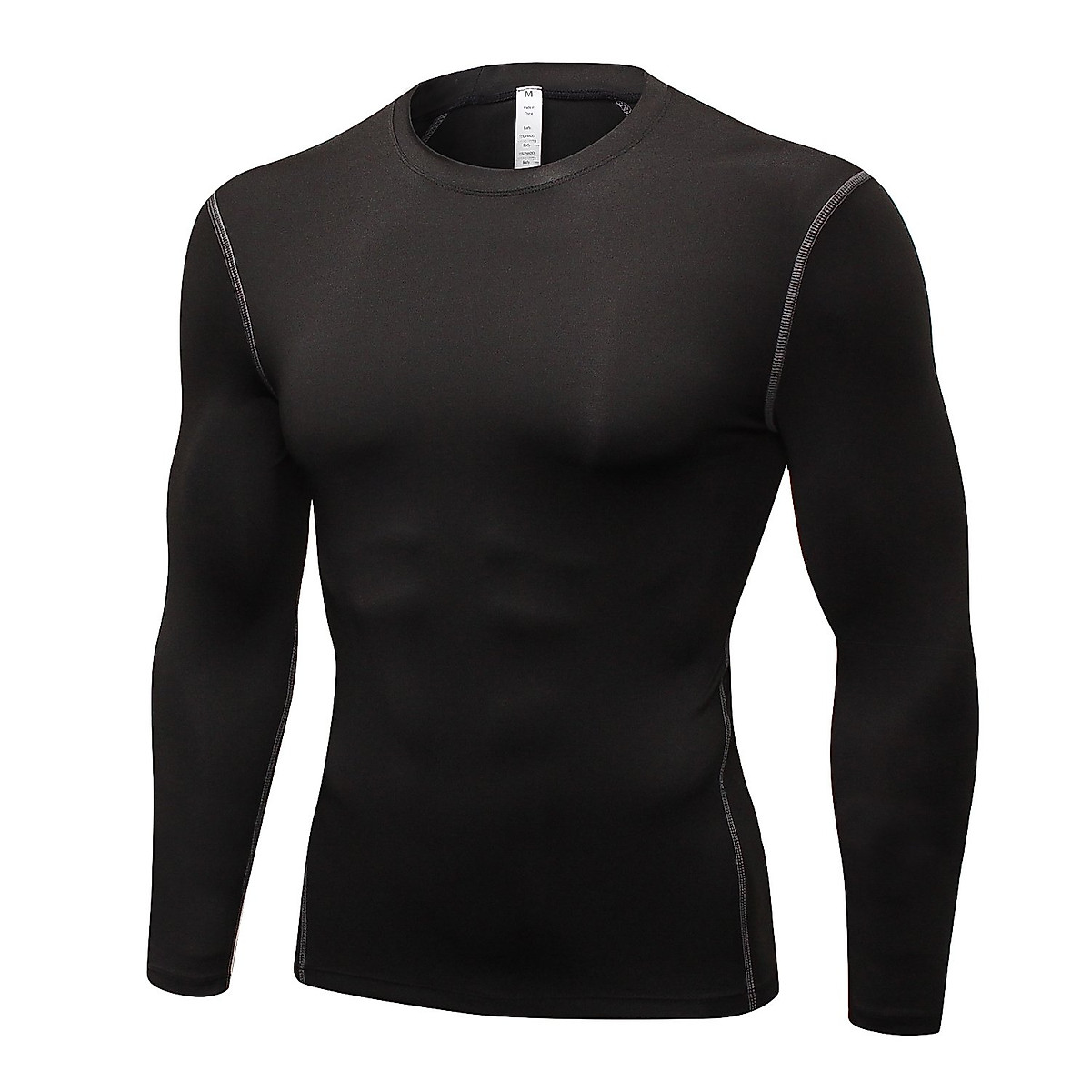 CARGFM Men's Long Sleeve Compression Shirts Gym Athletic Gym Undershirts Active Baselayer Sport Top Shirt Black