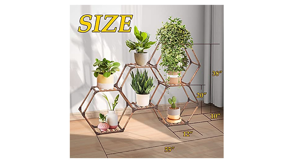 SUZAMI Hexagonal Plant Stand - Durable 7-Tier Indoor & Outdoor Shelves