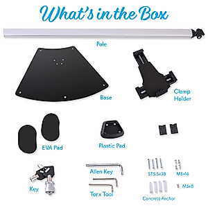 Pyle Anti-Theft Adjustable Tablet Security Stand - Metal Floor Mount Tablet Holder w/Lock, 360 ° Rotation, Works w/iPad Mini, Kindle Fire HD, Samsung Galaxy, Android Tablets - PSPADLK62