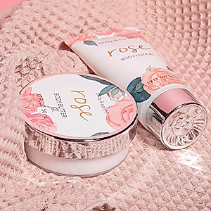 Bath Spa Gift Baskets for Women-Bath Sets for Women Gift Luxurious 5 Piece Rose Scented Spa Gift set with Shower Gel,Body Butter,Hand Cream,Body Lotion,Gifts for Women,Mother's Day Gifts,Gifts for Mom