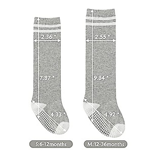 Century Star Baby Girl Socks Boy Knee High Socks Toddler Non-Slip Tube Sock School Soccer Striped Stockings for Infant 1 White 1-3 Years