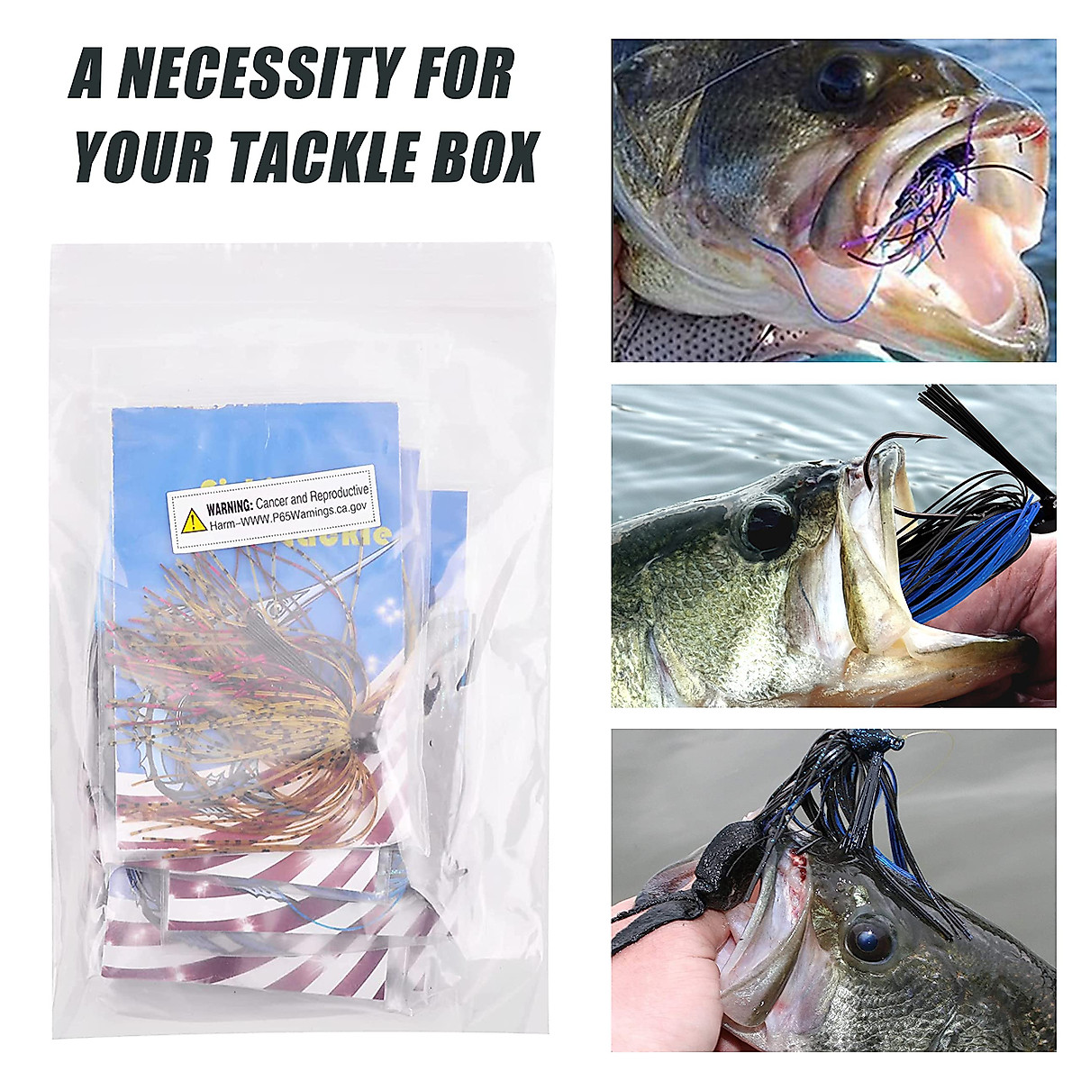 Bass Football Jigs Set-6pcs Weedless Jig Swim Jigs for Bass Fishing Jig Head Silicone Skirts Weedguard System Fishing Lure Kit 1/4oz,3/8oz