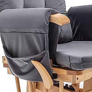 Paddie Glider Rocker Replacement Cushions with Storage Velvet Washable Non Slip for Glider Rocking Chair, 5PCS, Dark Grey