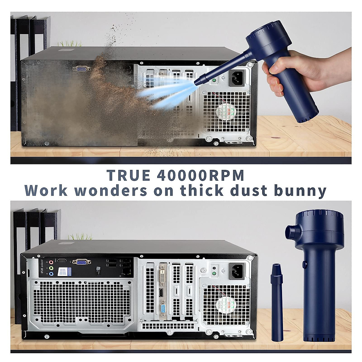 Air Duster Compressed Air, 40000 RPM Powerful Air Duster, Canned Air Duster for Computers, Electronics Duster, Electric Air Can for Keyboard, Cordless Dust Blower Rechargeable, 6000mAh Fast Charging